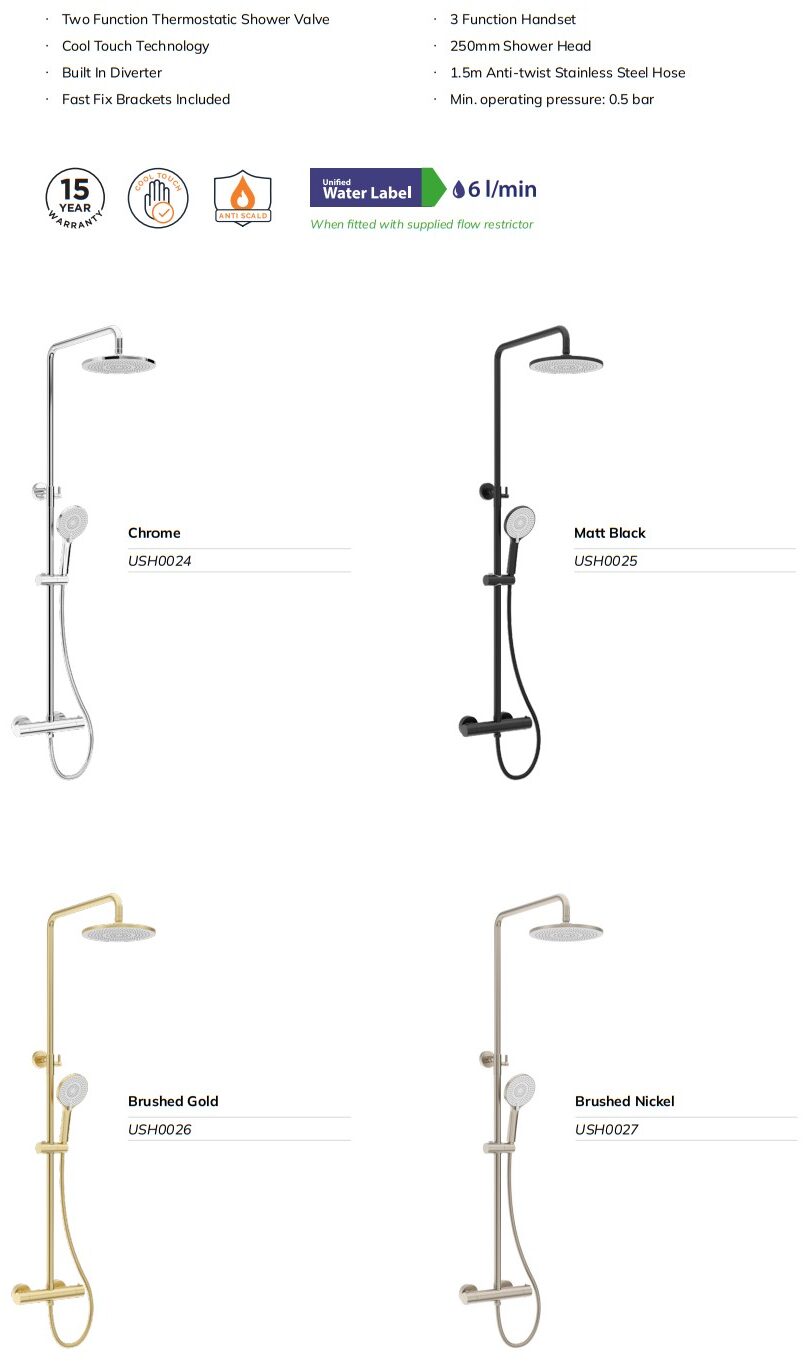 SONAS | ALITA Rain Thermostatic Shower Kit – McCartney Tiles