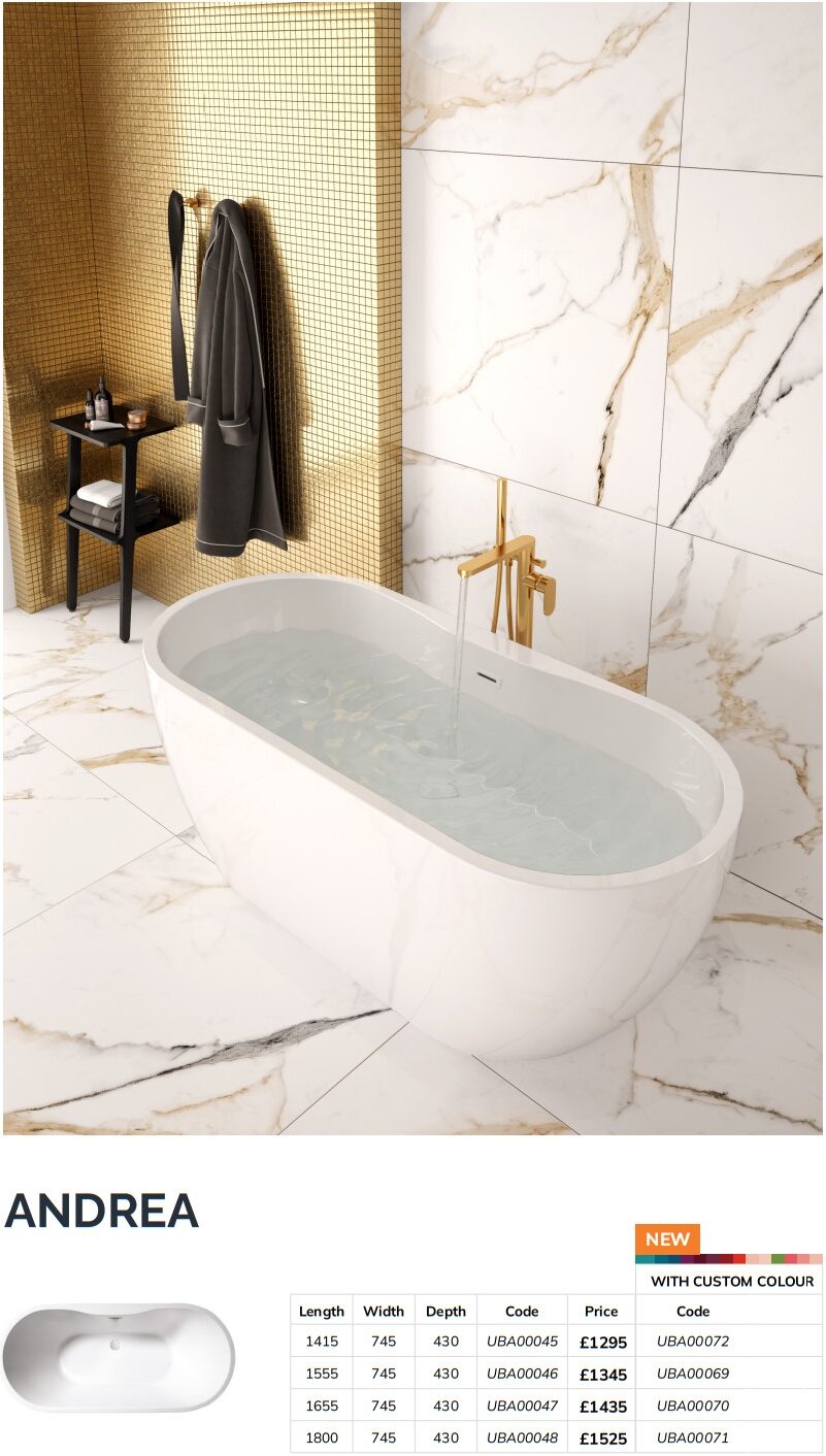 SONAS | ANDREA Freestanding Bath – McCartney Tiles