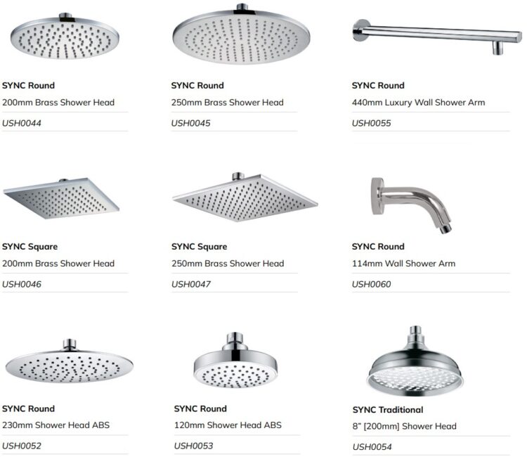 SONAS | Shower Heads & Arms – McCartney Tiles