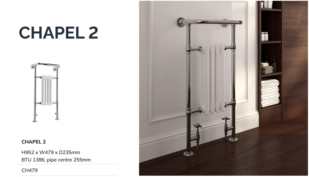 SONAS | CHAPEL 2 Traditional Radiator w/ Towel Bar – McCartney Tiles